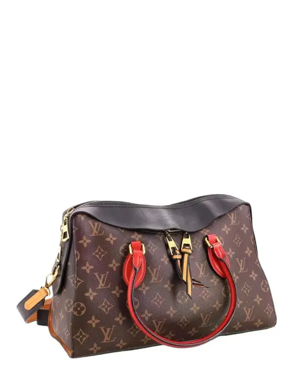 LOUIS VUITTON Tuileries Handbag Monogram Canvas With Leather Satchel - Brown