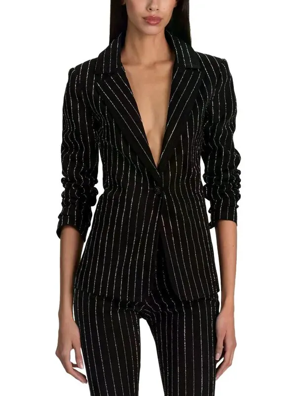 Alice + Olivia Macey Crystal-embellished Denim Blazer - Black