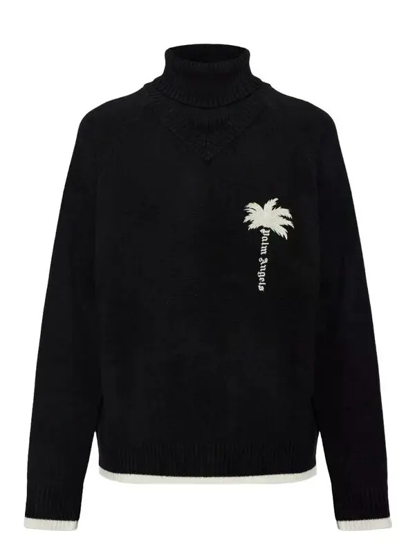 Palm Angels Embroidered-logo Turtleneck Sweater - Black