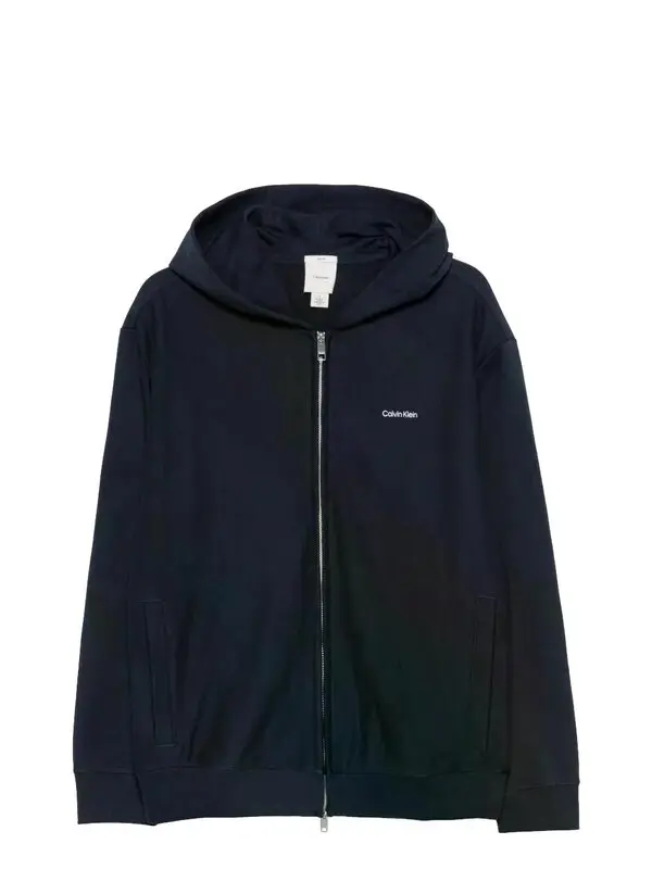 Calvin Klein Logo-print Zip-up Hoodie - Blue