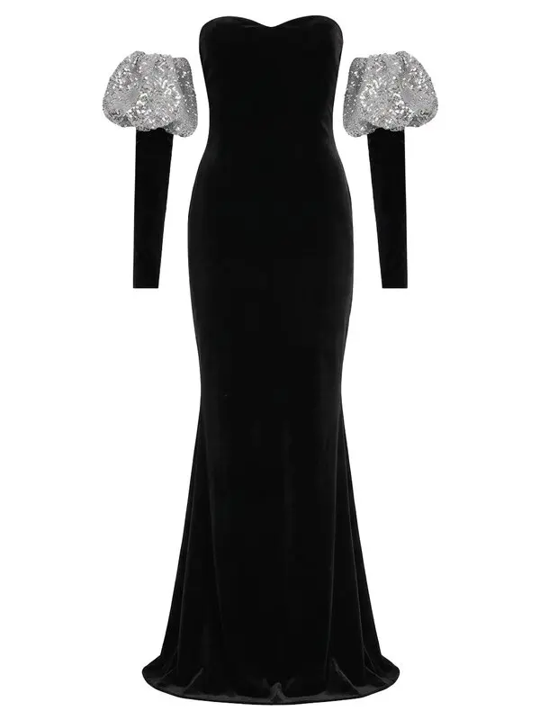 NUR KARAATA Anastelle Gown - Black