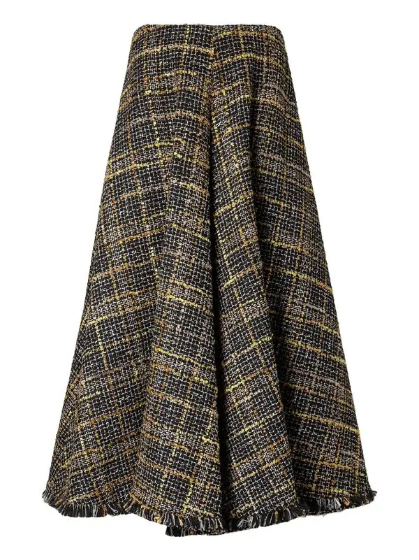 Altuzarra Varda Fringe-trimmed Tweed Midi Skirt - Multi
