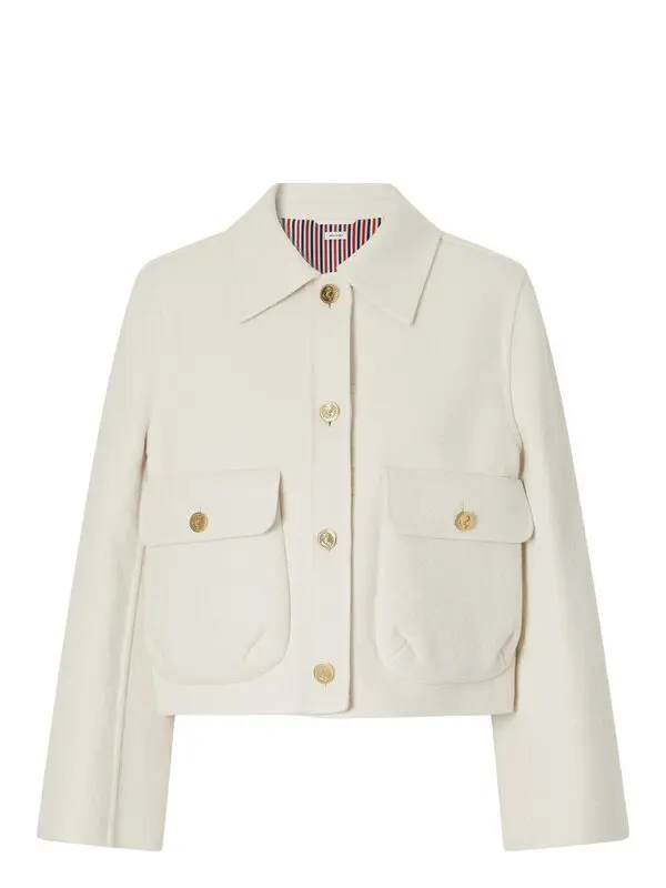 Thom Browne Cropped Wool And Cashmere-blend Felt Jacket - White