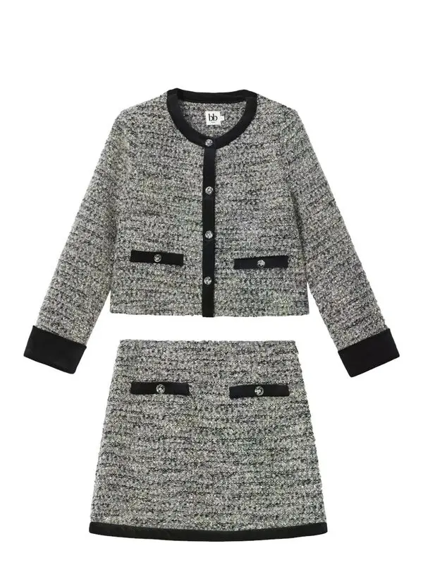 B+AB Tweed-effect Jacket And Skirt Set - Grey