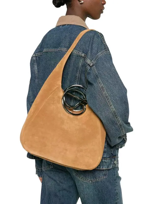 Coperni C Hobo Suede Shoulder Bag - Neutrals