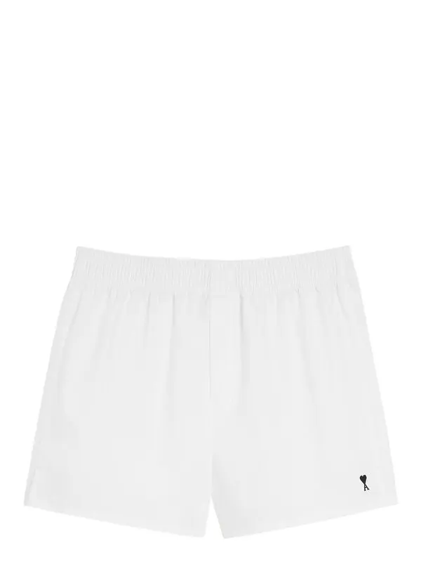 AMI Paris De Coeur Logo Embroidered Shorts - White