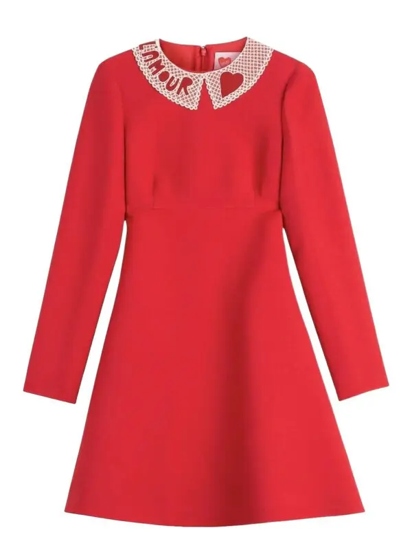 Valentino Garavani Lamour Crewneck Long-sleeved Dress - Red