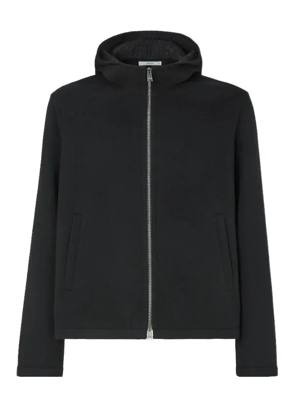 Fendi Zip-up Hooded Jackets - Black