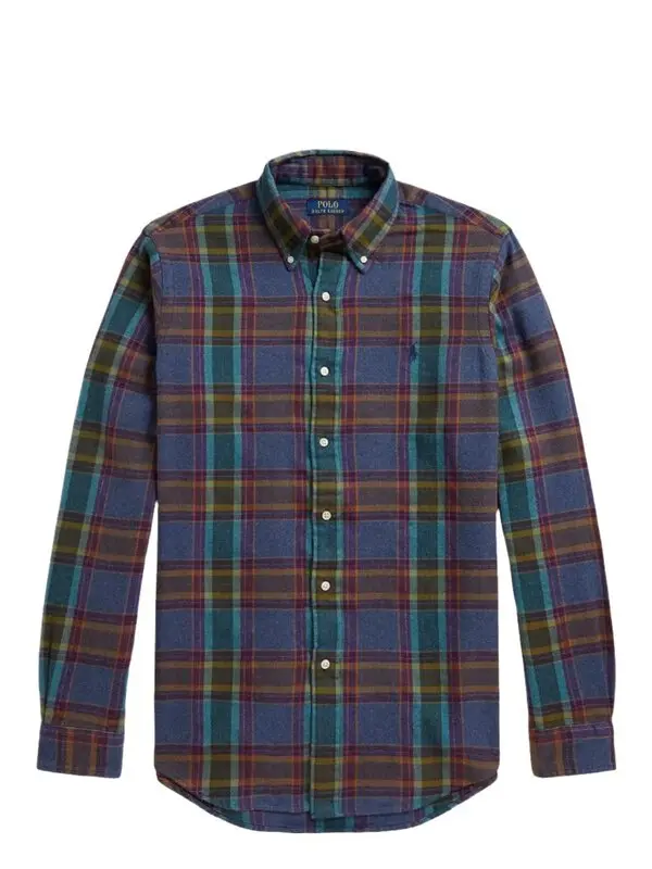 Polo Ralph Lauren Classic Fit Plaid Brushed Flannel Shirt - Blue Heather