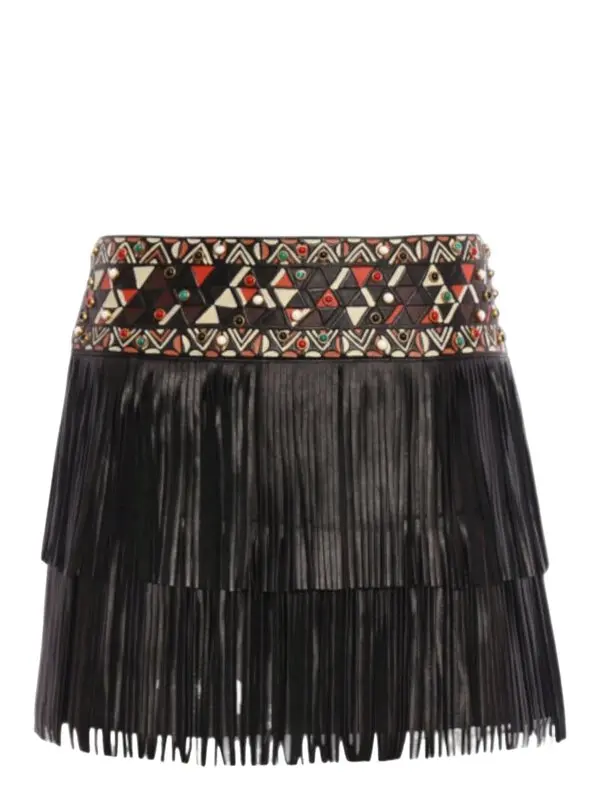 Valentino Garavani Fringed Skirt - Black
