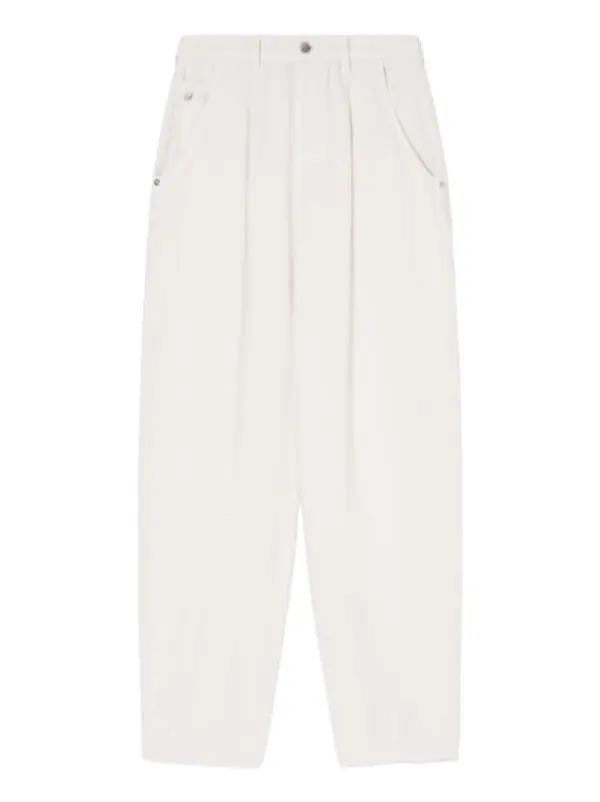 Emporio Armani J8h Relaxed-fit Garment-dyed Lyocell Trousers - White