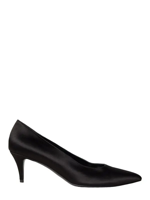 Celine Midi Pump In Satin - Black