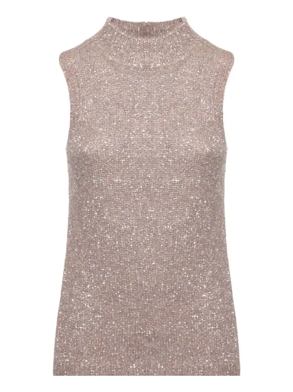 D.exterior Sequined High Neck Knitted Top - No