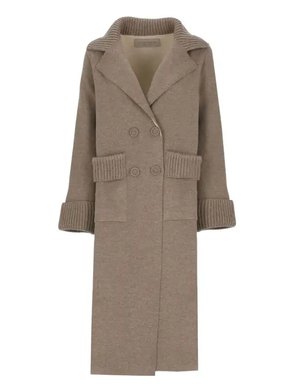 D.exterior Ribbed-trim Double-breasted Coat - No