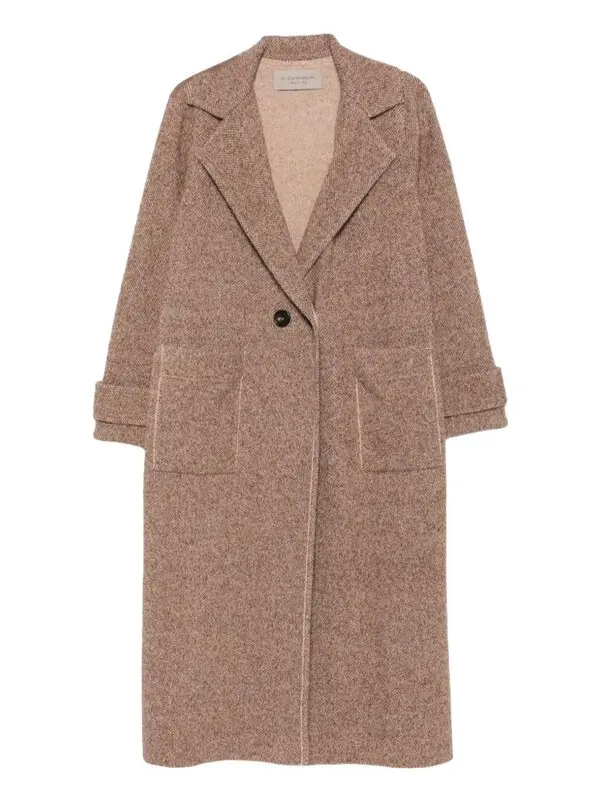 D.exterior Long Single-breasted Coat - Brown