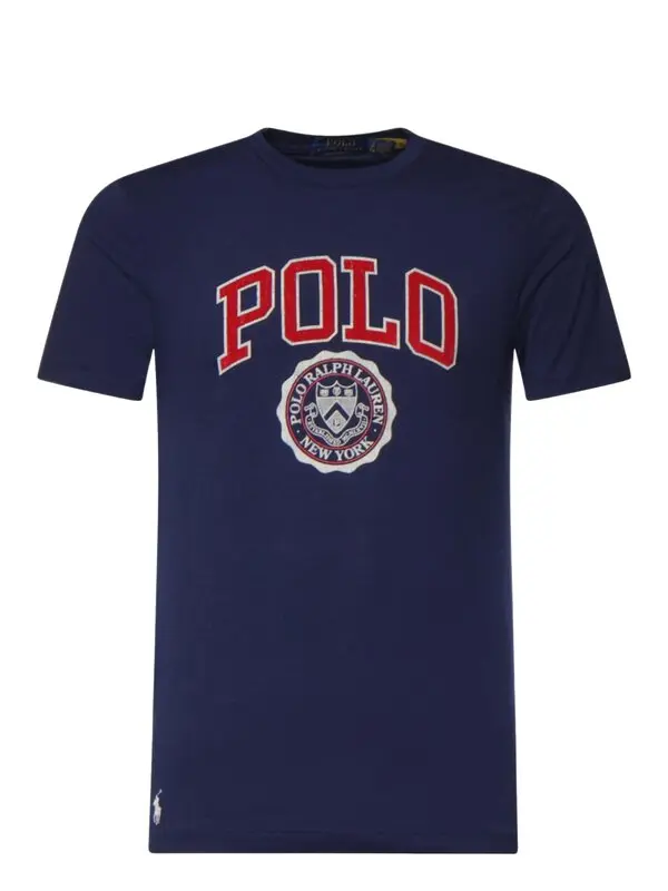 Polo Ralph Lauren Logo-print Flocked T-shirt - Blue