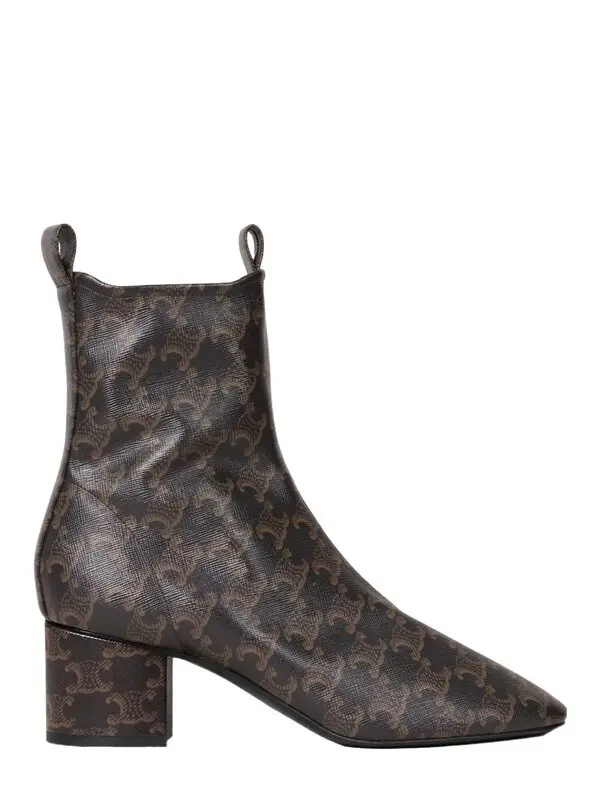 Celine Round-toe Short Boots - Black/brown