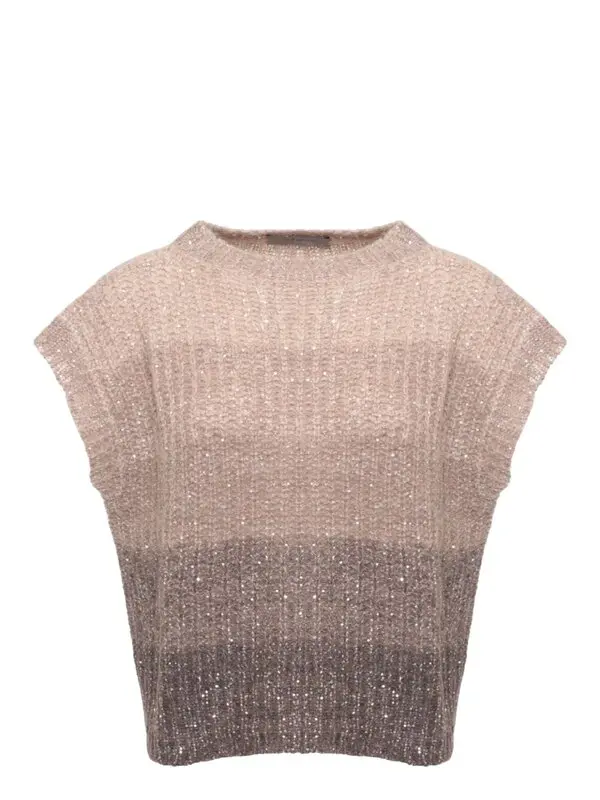 D.exterior Sequinned Gradient Knitted Top - Multi-color