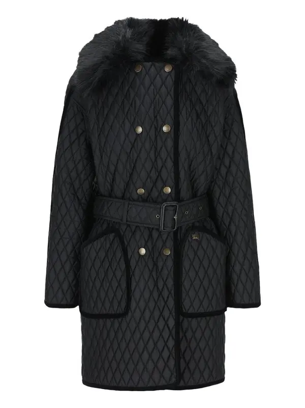 Burberry Quilted Belted Coat - Black