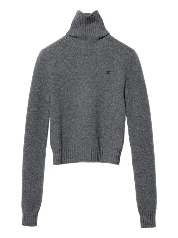 Celine Turtleneck Sweater In Wool And Cashmere - Dark Grey