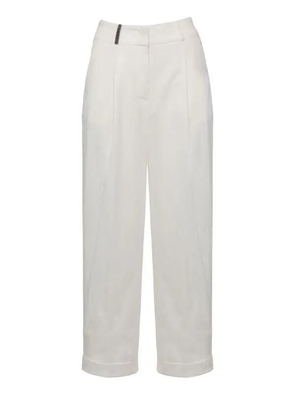 Peserico Cropped Wide-leg Pants - White