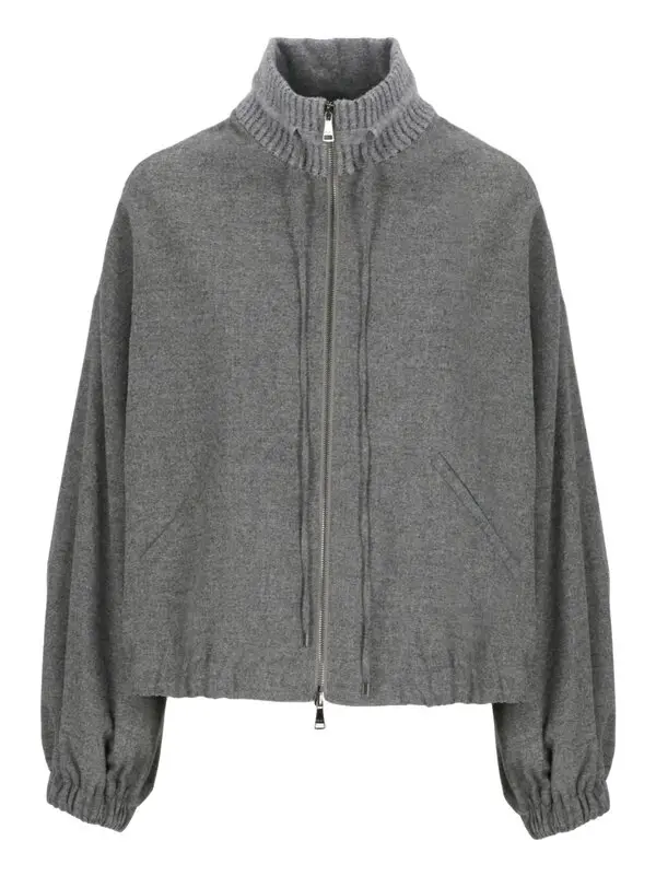 D.exterior Ribbed-collar Bomber Jacket - Grey