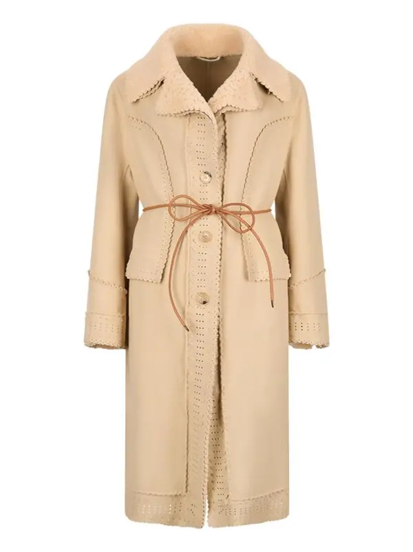 Ermanno Scervino Lapel Coat - Nude