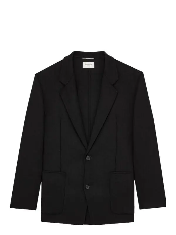 Saint Laurent Single-breasted Jacket In Felt - Black