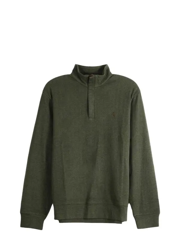Polo Ralph Lauren Long Sleeve Printed Double Knit Jersey Zip Pullover - Black