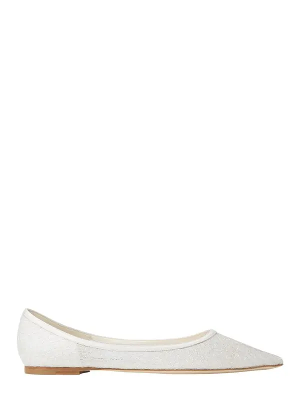 JIMMY CHOO Candyfloss Glitter Flats - Ivory