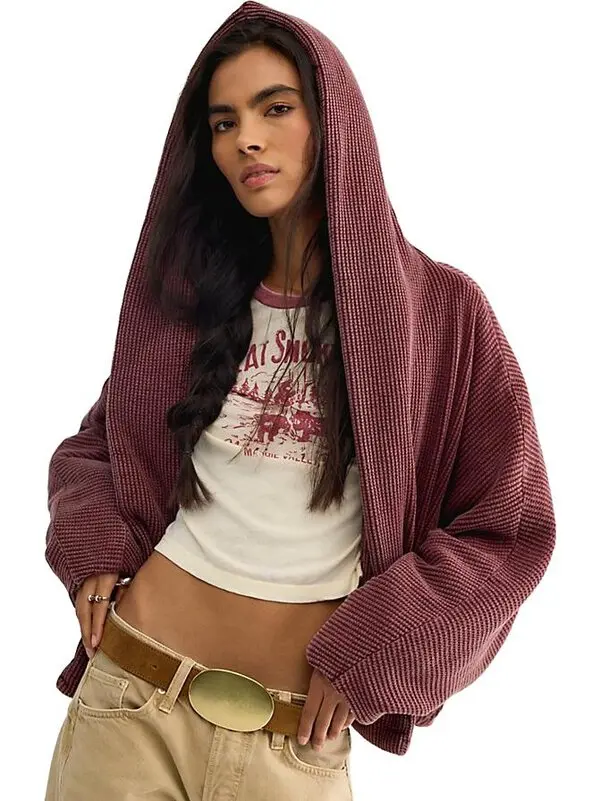 Free People Fp One Summit Wrap Hoodie - Garnet