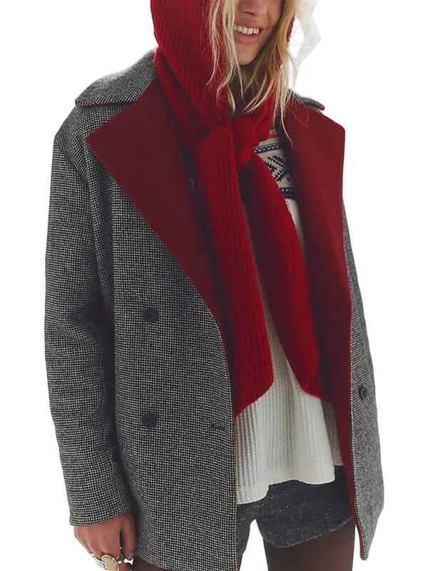 Free People Gwen Car Coat - Red Combo
