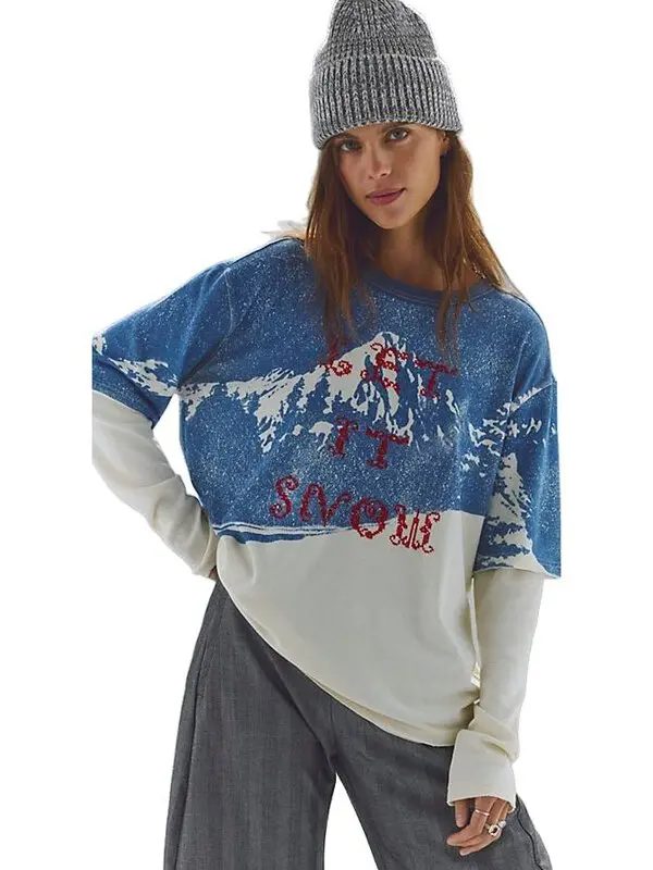 Free People We The Free Elliot Long Sleeve Tee - Snow Combo