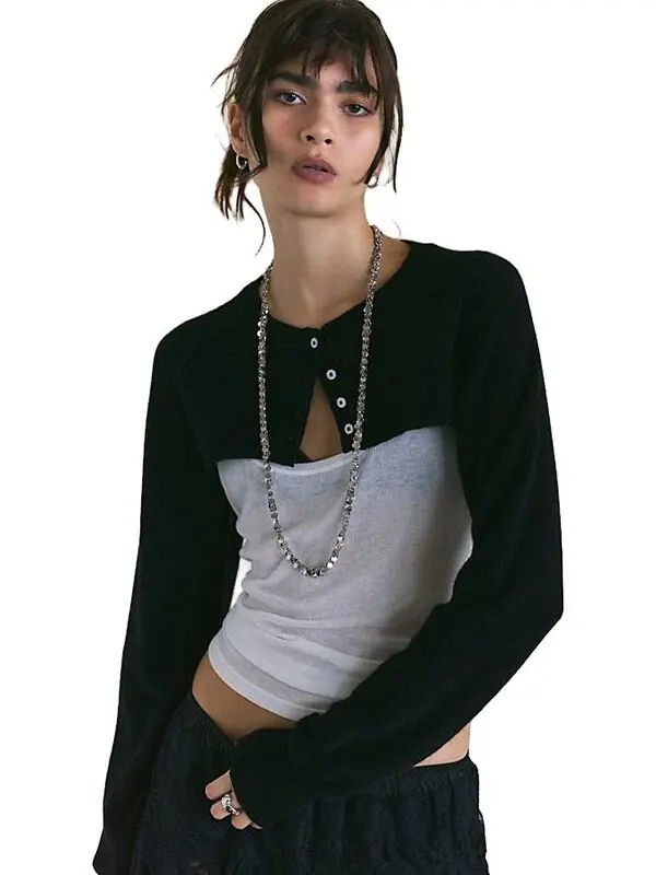 Free People Porta Cashmere Shrug - Black