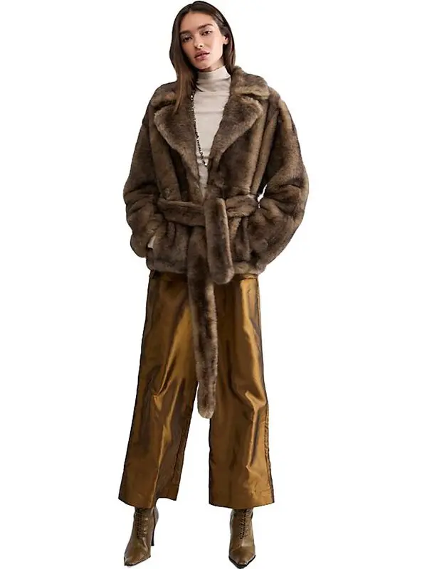 STAND STUDIO Studios Silena Faux Fur Coat - Beige