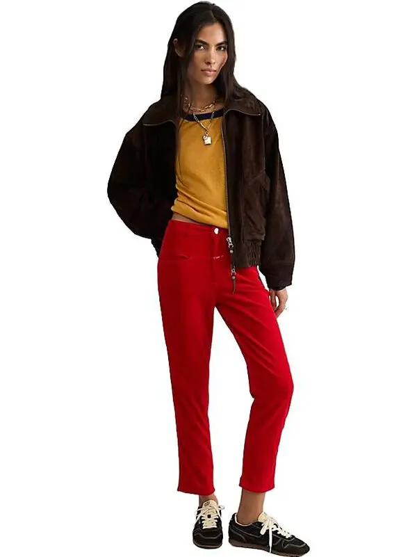 Closed Pedal Pusher Relaxed Corduroy Pants - Cinnabar Red