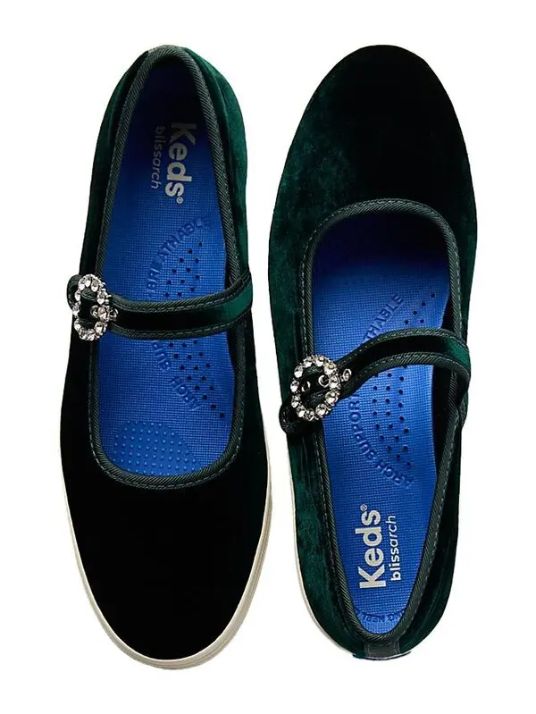 KEDS Maisie Velvet Mary Janes - Emerald