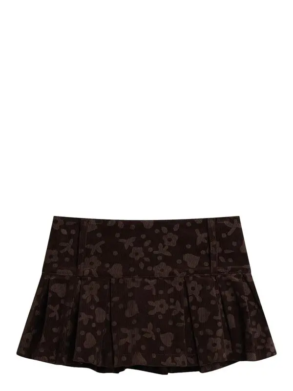 PAOLINA RUSSO Pleated Mini Skirt - Brown