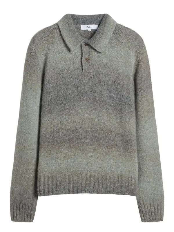 PALMES Alpaca Longsleeve Knit Polo - Blue