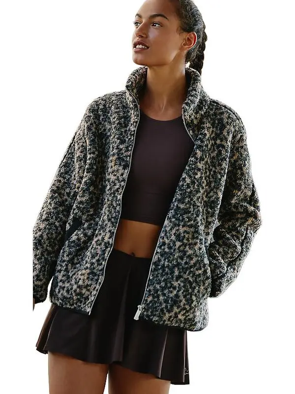Sweaty Betty Contrast Fleece Jacket - Leopard