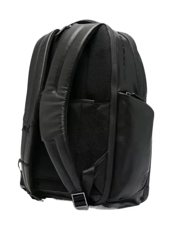 PIQUADRO Urban Logo-embossed Leather Backpack - Black