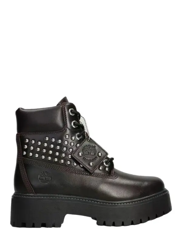 Timberland Stone Street Stud-embellished Platform Combat Boots - Red