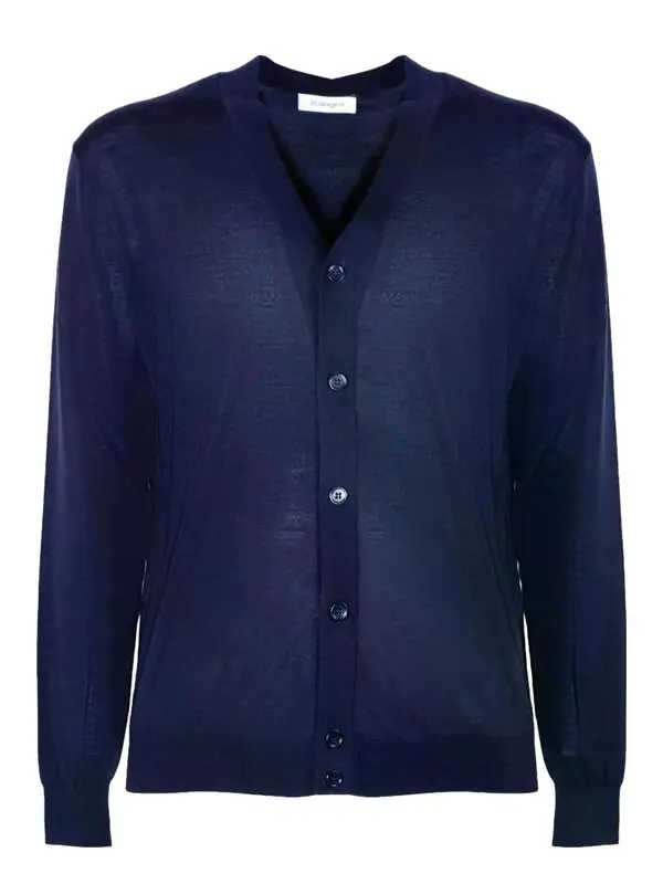 KANGRA V-neck Wool Cardigan - Blue