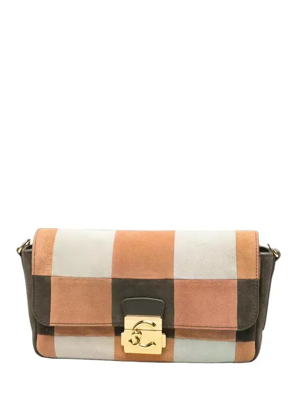 COCCINELLE C-me Lock Check-pattern Clutch Bag - Neutrals