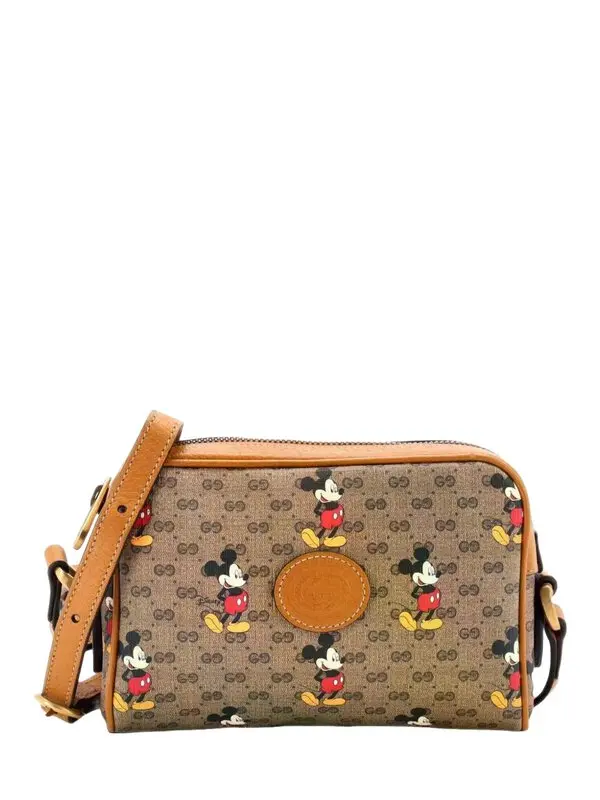 Gucci Disney Mickey Mouse Shoulder Bag Printed Mini Gg Coated Canvas Mini Crossbody Bag - Brown
