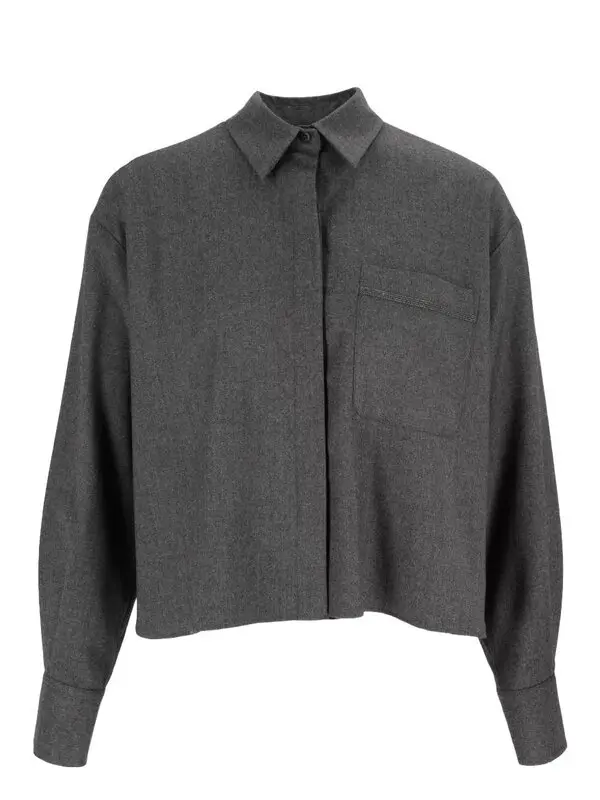 Antonelli Firenze Bead-embellished Cropped Shirt - Grey