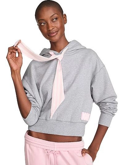 Victoria's Secret Angel Essentials Iconic Fleece Heritage Scarf Hoodie - Grey