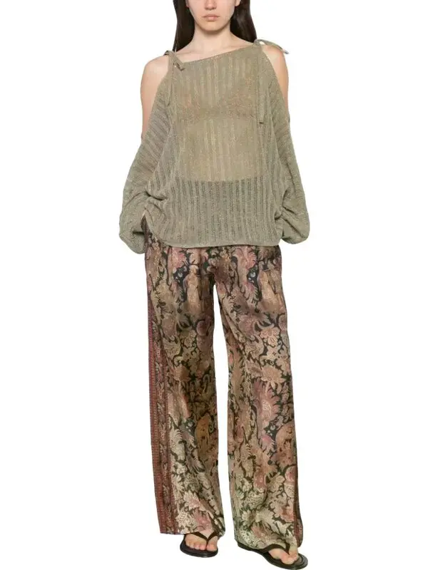 PIERRE-LOUIS MASCIA Printed Silk Trousers - Brown