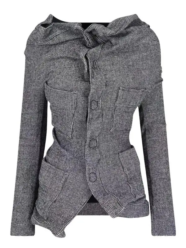 Junya Watanabe Draped Houndstooth Jacket - Grey
