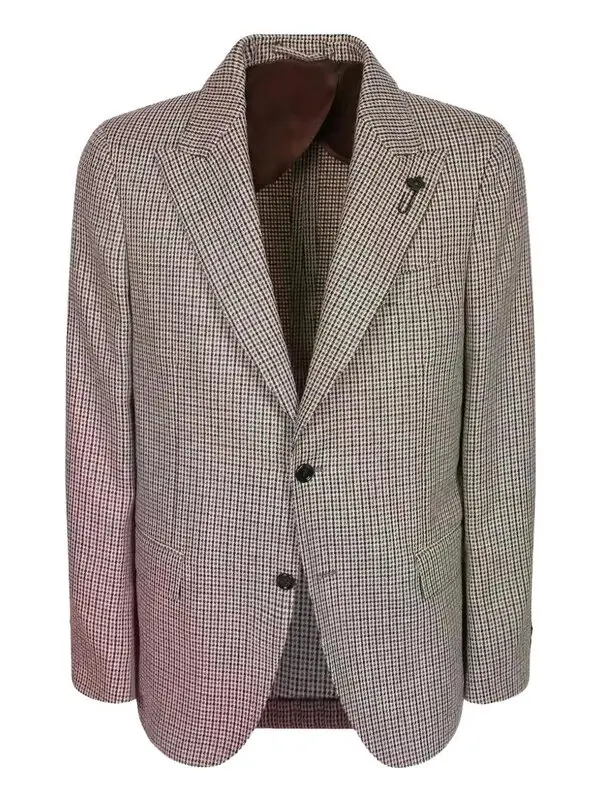 LARDINI Houndstooth-pattern Blazer - Brown